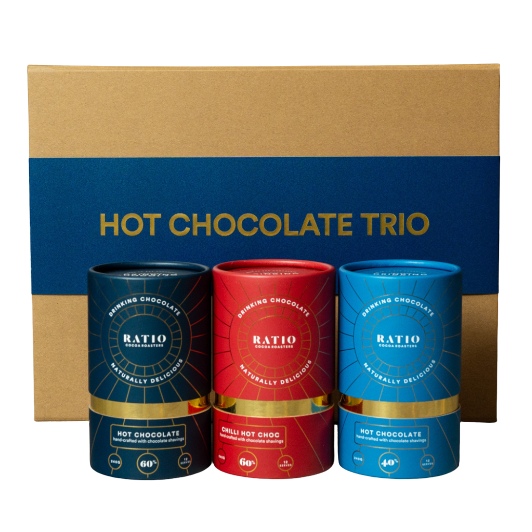 Hot Chocolate Trio - 3 x 240g – Ratio Cocoa Roasters
